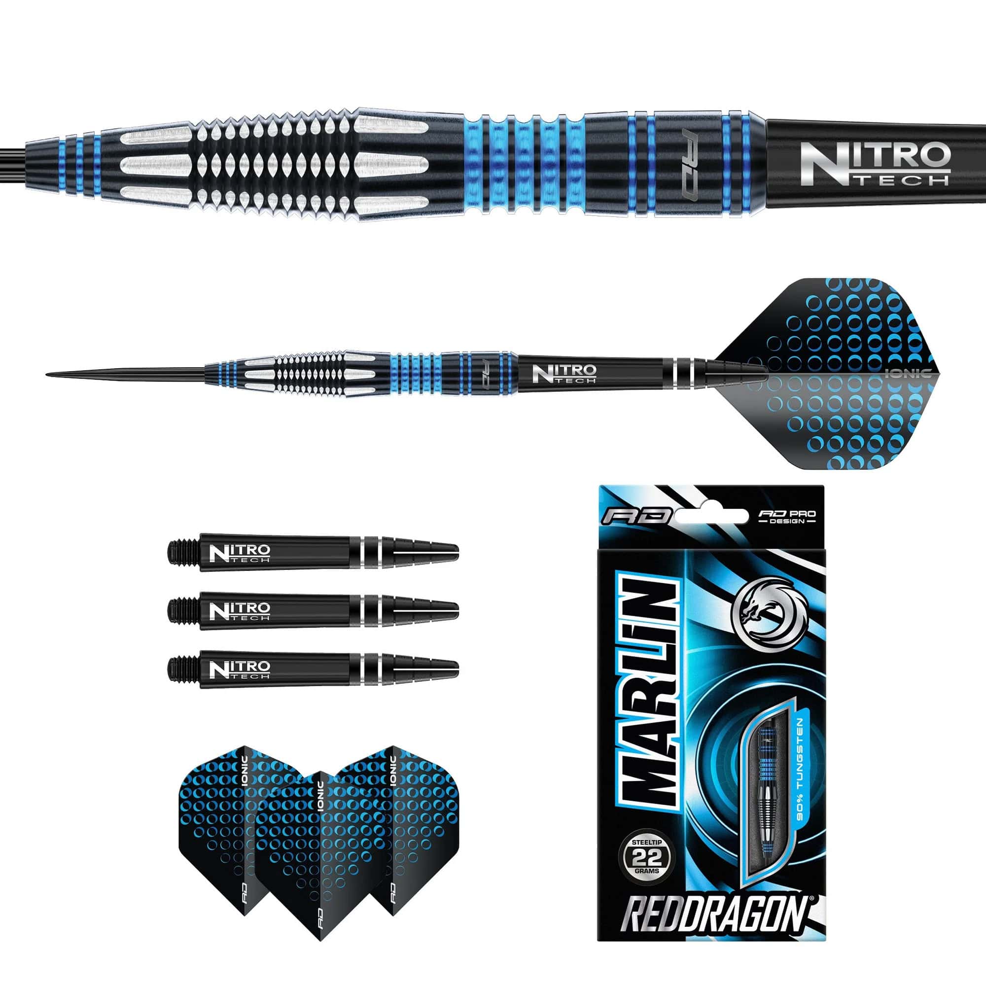 Red Dragon Marlin - 90% Steel Tip Tungsten Darts - 22g - Black Dog ...